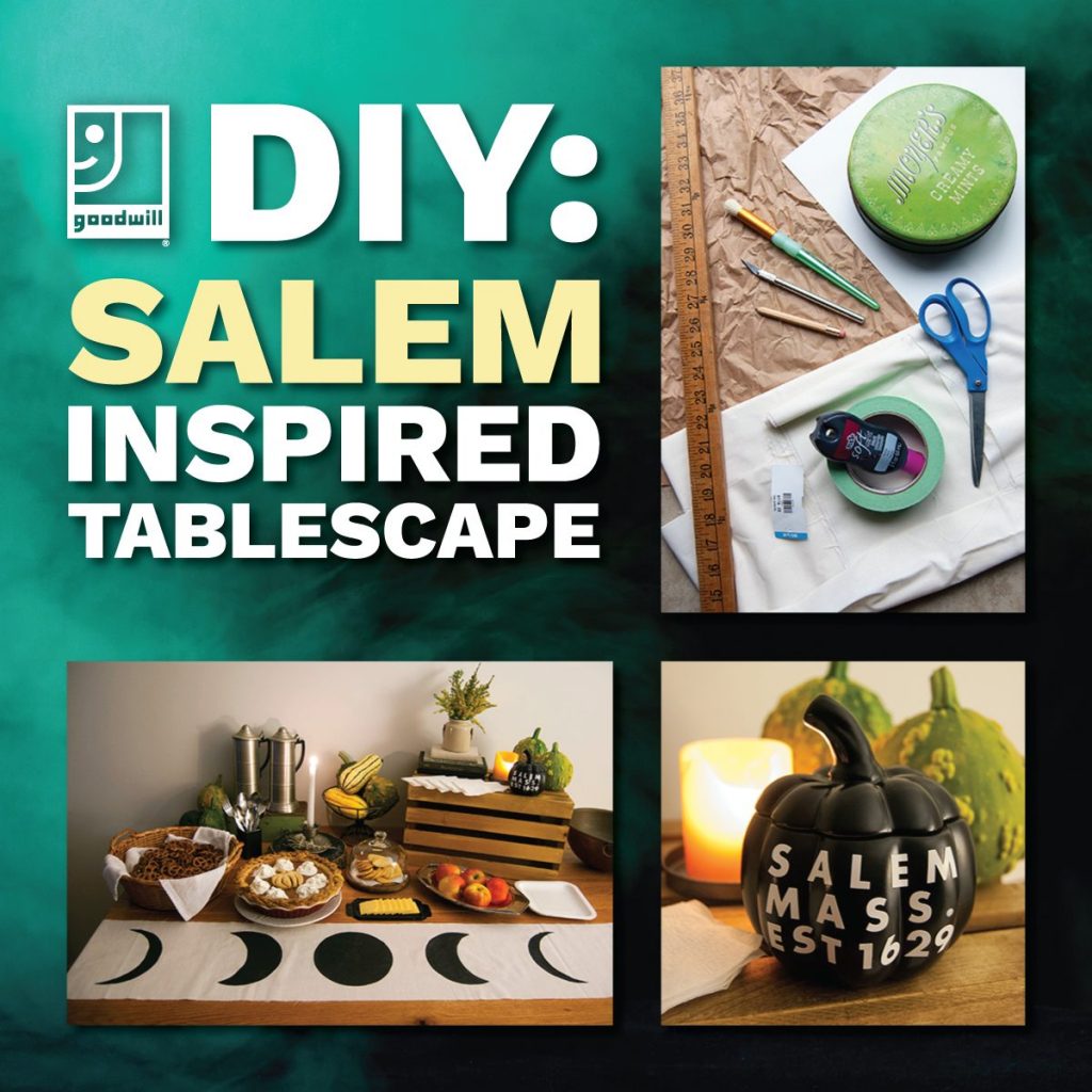 Halloween Salem Tablescape Social Media Graphic | Goodwill of Colorado